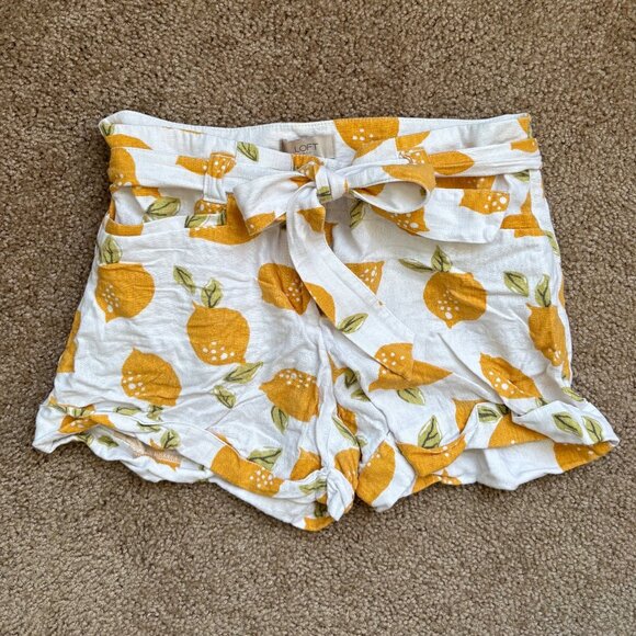 LOFT | Shorts | Loft Lemon Print Linen Tie Waist Shorts | Poshmark